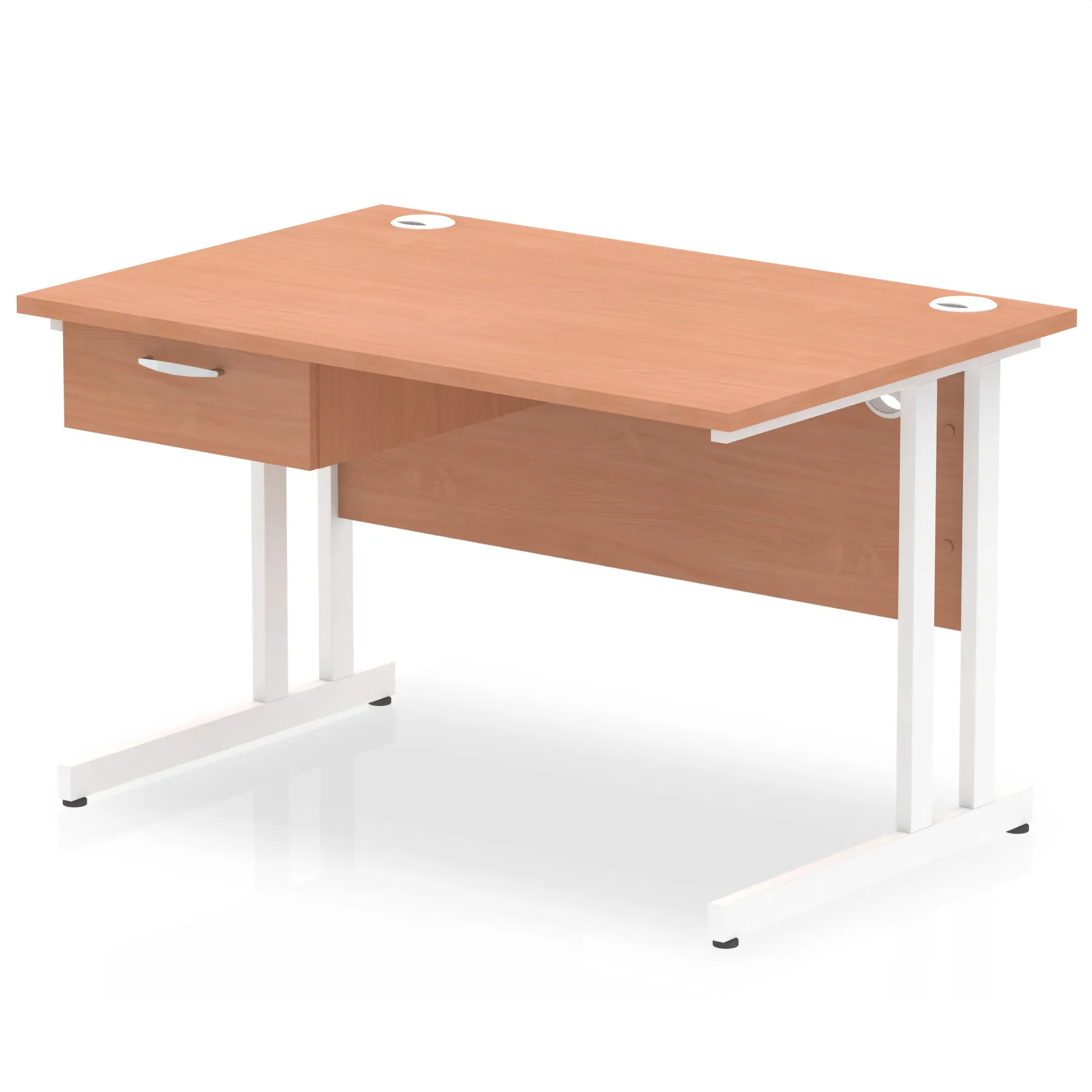 Impulse Cantilever Straight Desk White Frame With Single One Drawer ...