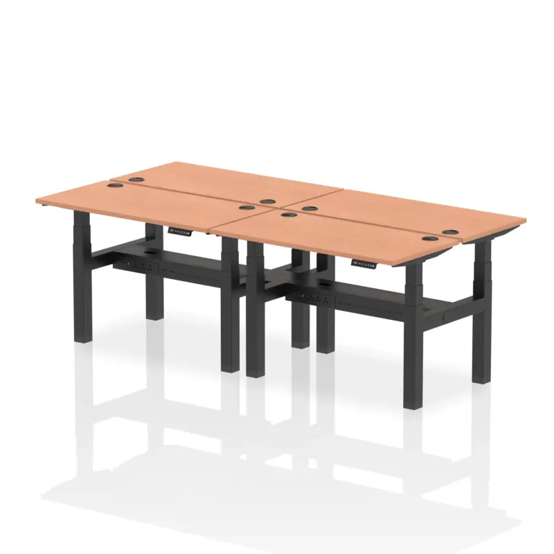 Air Back-to-Back Slimline Height Adjustable Bench Desk - 4 Person ...